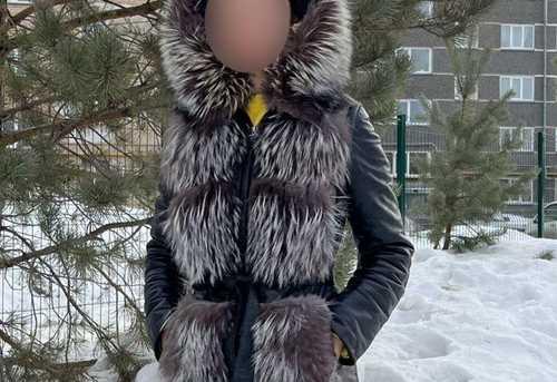 Кожаная куртка с натуральным мехом 40-42