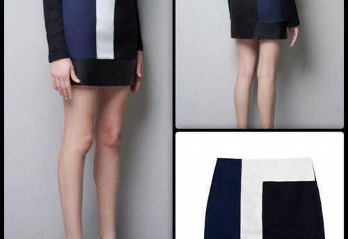 Юбка шерсть кожа Zara XS