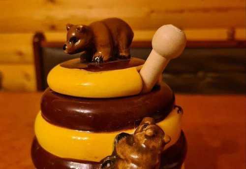 Керамический бочонок для мёда "Мишки"