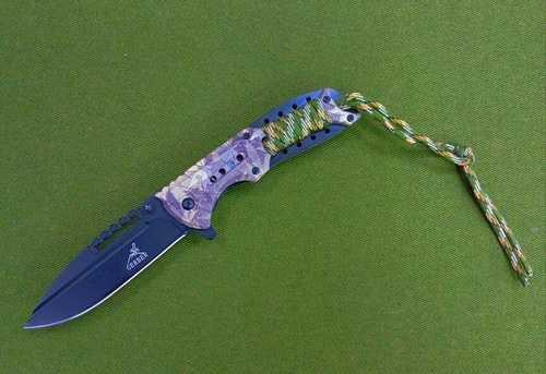Нож складной Листья с веревкой из паракорда