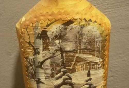 Бутылка в бересте с зимним пейзажом
