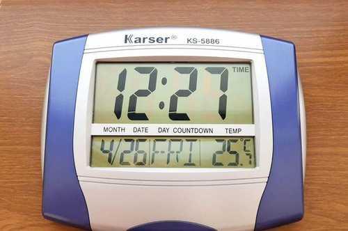Часы электронные Karser с термометром