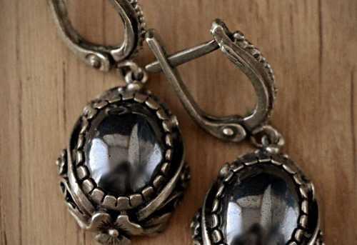 Серьги ссср, бижутерия и серебро 875 проба