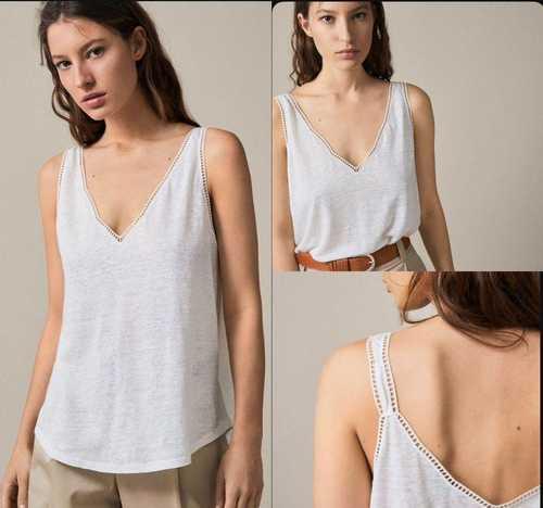 Massimo dutti топ майка лён новый