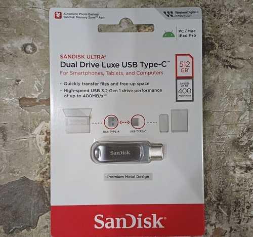 512 флэшка Sandisk Type C/USB 3.2 Dual Drive Luxe