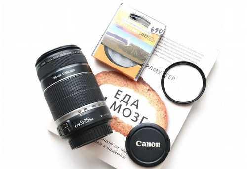 Объектив Canon EF-S 55-250 IS (стаб) + фильтр