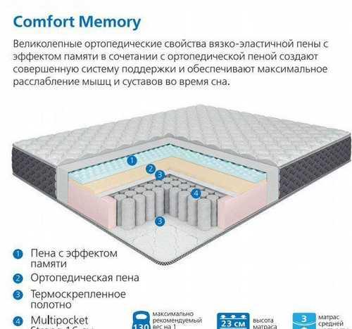 Матрас Uno multi Duo Lux Comfort Memory 160*190 см