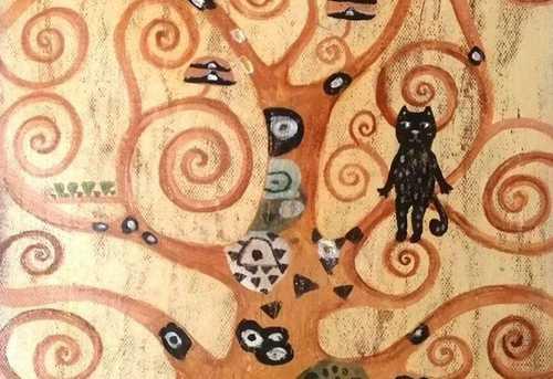 Картина Кот на дереве Климта
