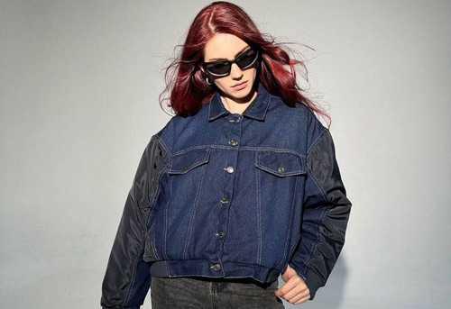 Джинсовая куртка бомбер из денима в стиле Zara