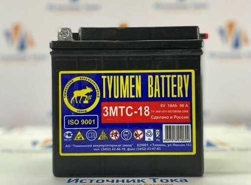 Аккумулятор tyumen battery 3мтс-18 (6V-18Аh) болт
