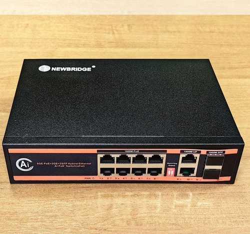 Свич 8 порт PoE 120Вт для камер IP до 250м + 2xSFP