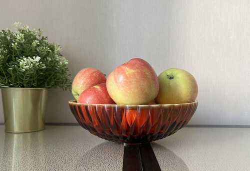 Ваза для фруктов цветное стекло салатник СССР