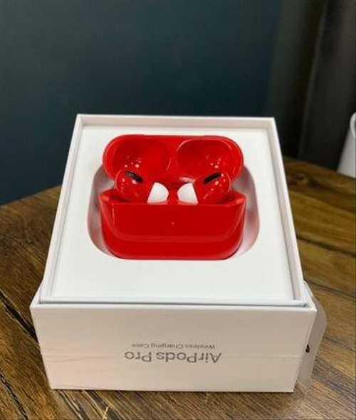 Красные AirPods pro оригинал с ручной покраской