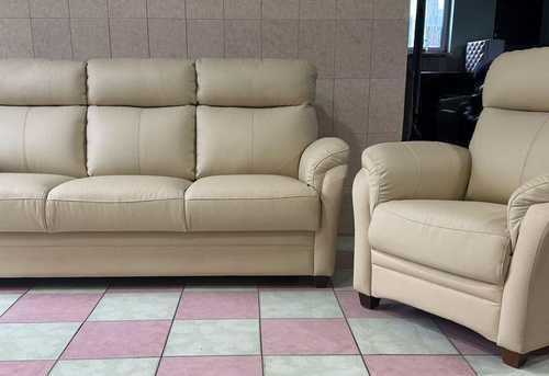 Финский кожаный диван с креслом, Pohjanmaan