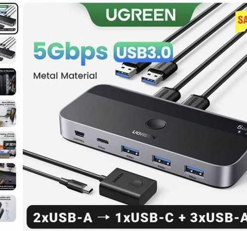 KVM-переключатель ugreen USB 3,0