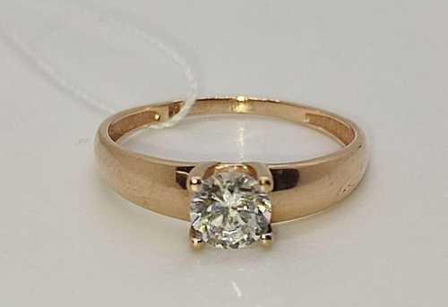 Золотое кольцо с фианитом 16,5 размер