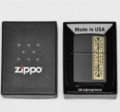 Зажигалка Zippo 218 Black/Brass Оригинал Новая