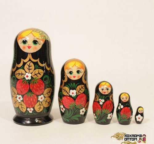LHM10139 Матрешка "Хохлома с бабочкой" 5 кукольная, Хохлома