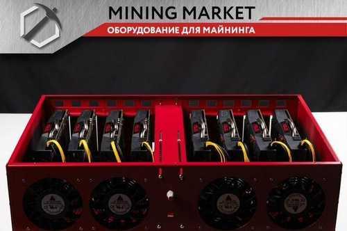 Тушка для майнинга на 8 карт "Red-Bitmain", тихая