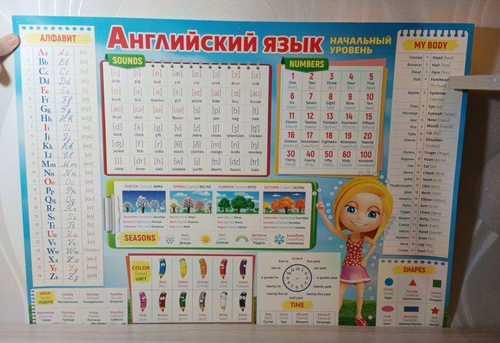 Плакат "Английский язык начальный уровень"
