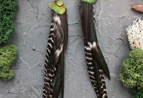 Серьги каффы украшения с перьями