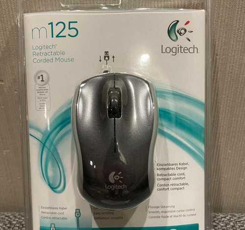 Мышь Logitech M125, оптическая, проводная, USB