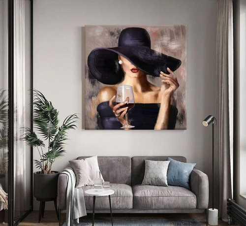 Интерьерная картина на холсте Девушка в шляпе