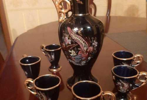Кувшин керамика СССР со стаканчиками винтаж
