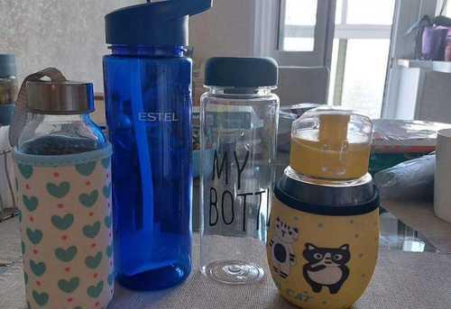 Бутылки для воды новые стекло пластик