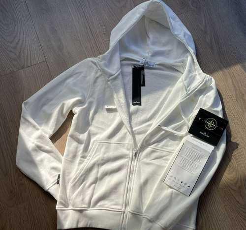 Зип худи stone island белая * легит патч