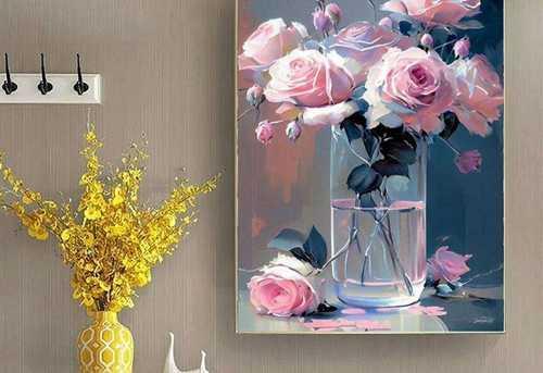 Красивая картина маслом розы Натюрморт