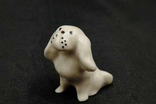 Статуэтка миниатюра фарфор Пекинес Собака лфз