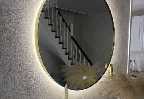Зеркало круглое металическое с подсветкой
