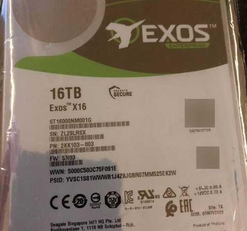 Жесткий диск Seagate Exos X16 16 Тб ST16000NM001G