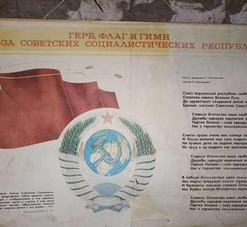 Герб флаг Гимн ссср. Советский плакат