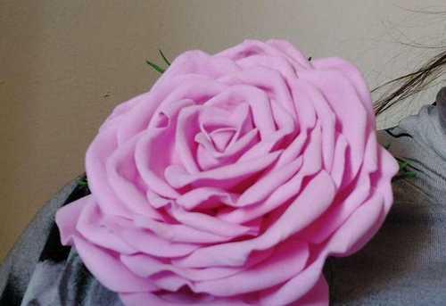 Брошь Роза из фоамирана 10,5 см. Розовая роза