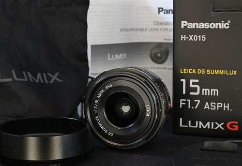 Panasonic Lumix leica DG summilux 15 1.7