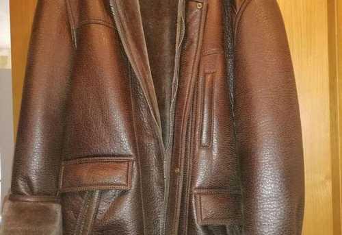 Кожаная теплая куртка мужская 52 54 на зиму