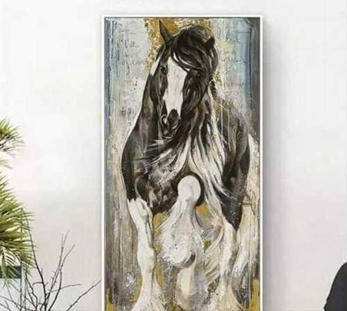 Картина в интерьер лошадь. Скакун маслом на холсте