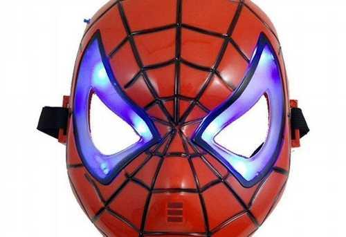 Маска человек-паук Spider-Man светящаяся, красная