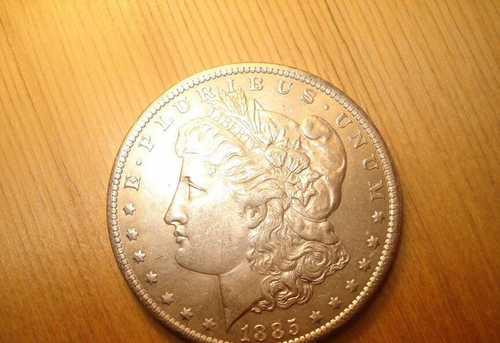 Монета Morgan Серебро крупная US Свобода 1885г