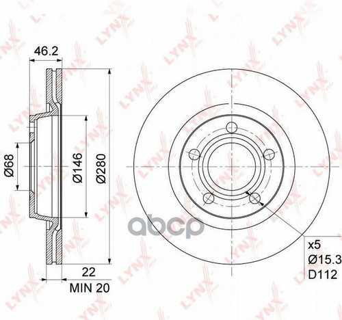 Диск тормозной вентилируемый (280x22) перед