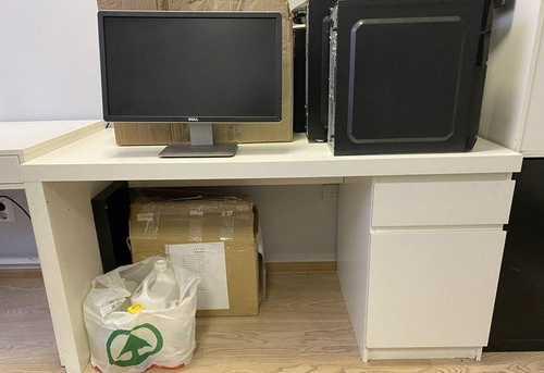 Компьютерный стол (черный) белый забрали
