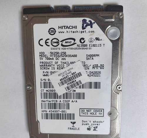 Жесткий диск 2,5 Hitachi 250Gb бэды