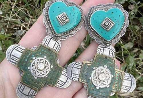 Серебрение серьги клипсы антиквариат редкость