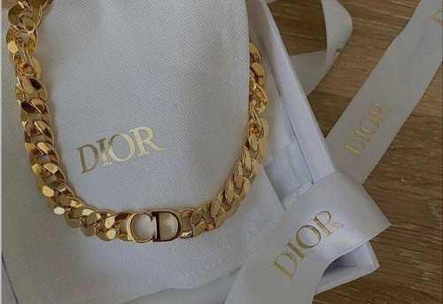 Чокер Dior, колье браслет диор, золотая цепь