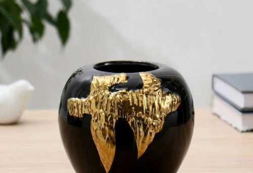 Ваза "Ирма" керамика, чёрная, высота 14 см