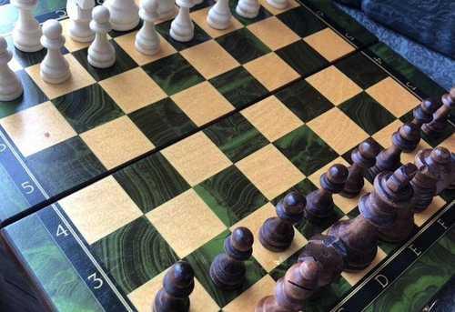 Шахматы,шашки,нарды 3в1 "Изумрудные"