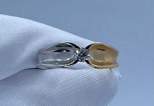 Золотое кольцо с бриллиантом 17,5р (42800)