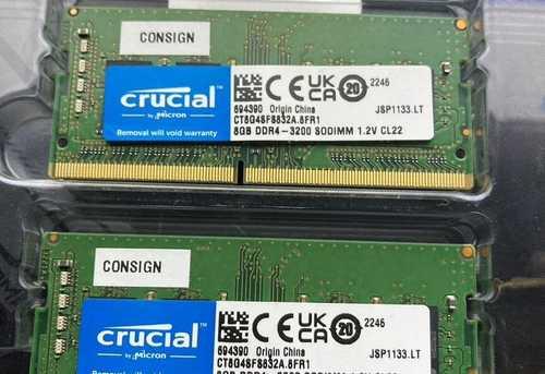 Озу Crusial SO-dimm DDR4 8Гбх2шт 3200 мгц